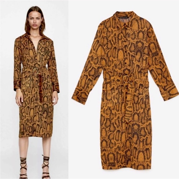 Zara | Dresses | Zara Animal Print Midi Dress | Poshmark